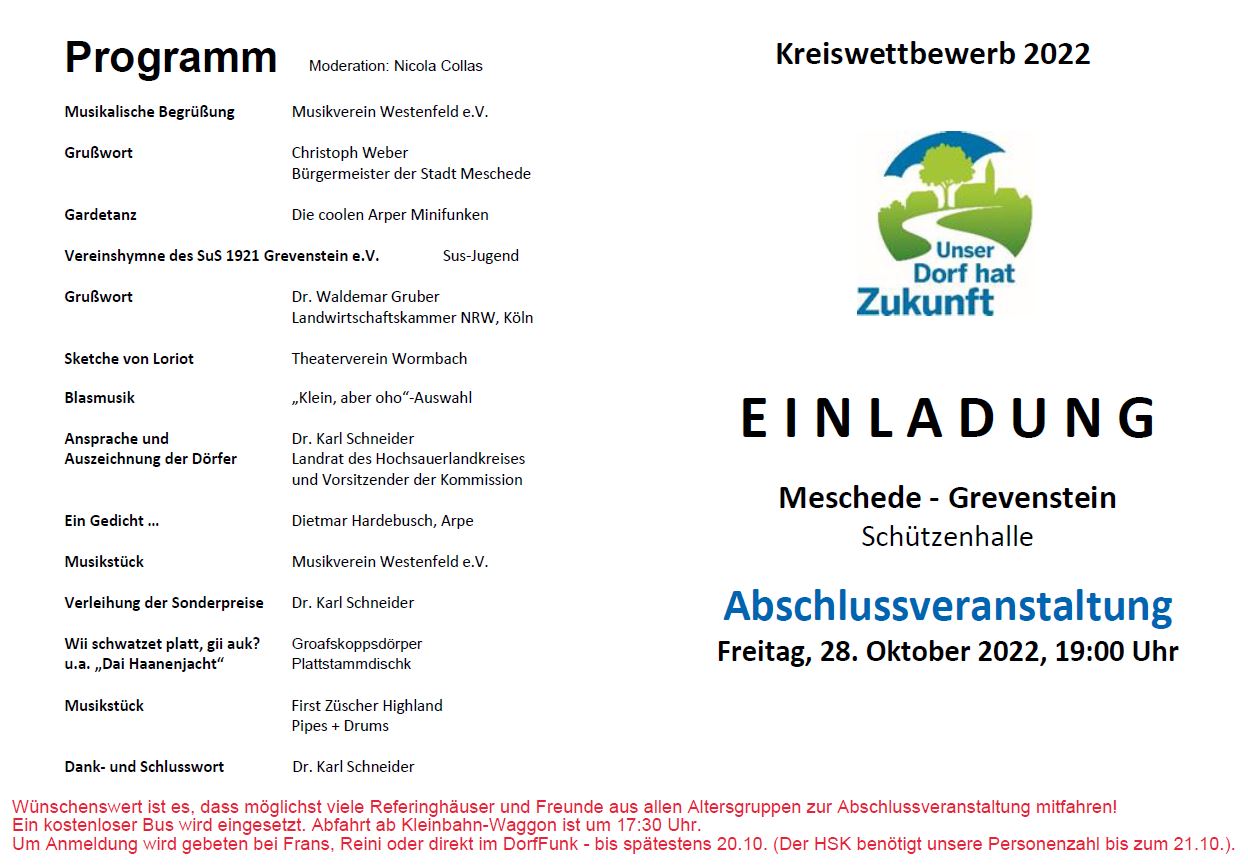 Offizielle Einladung mit Programm ist da – Referinghausen